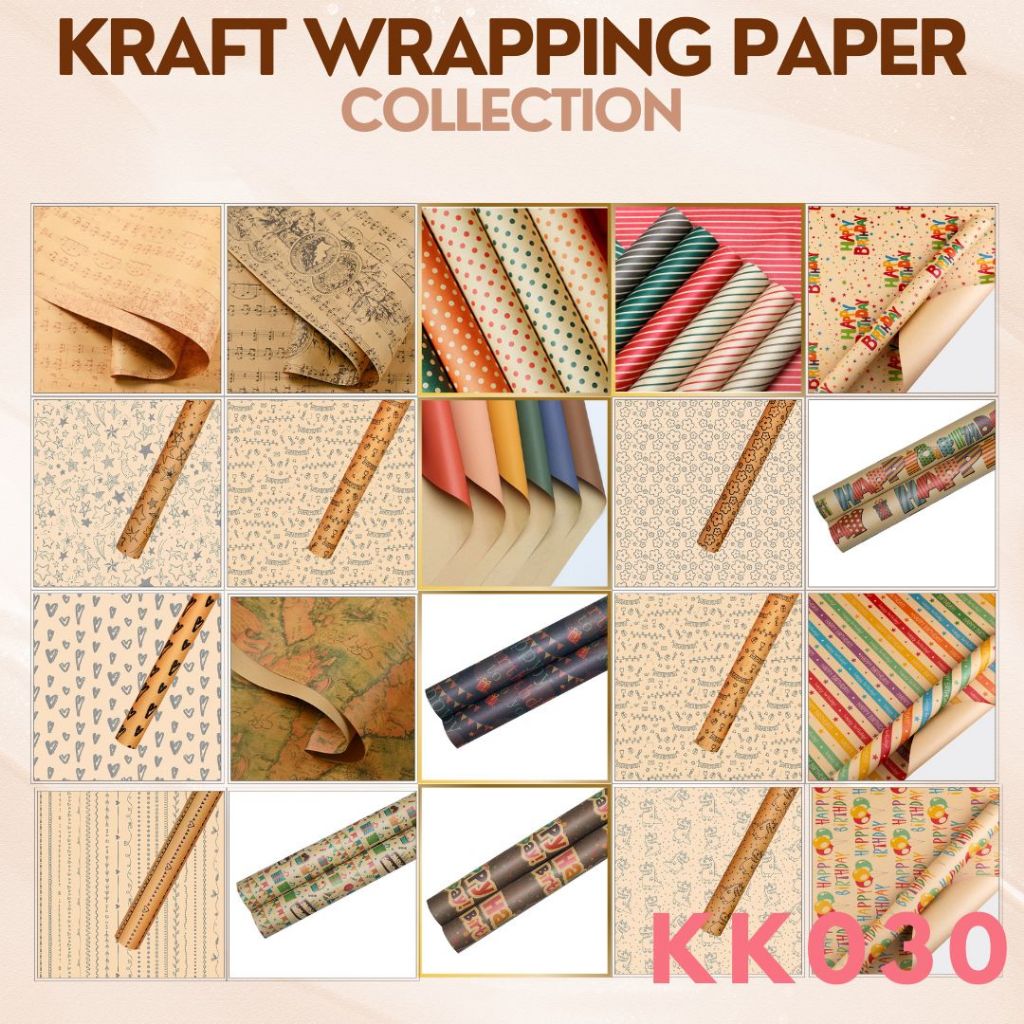 Jual Kertas Kado Kraft Wrapping Paper Vintage/Birthday/Pattern | Shopee ...