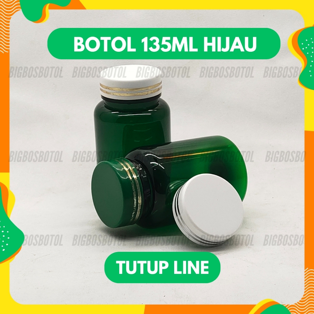 Jual Botol Kapsul/Obat 135ML Hijau Tutup Line | Shopee Indonesia