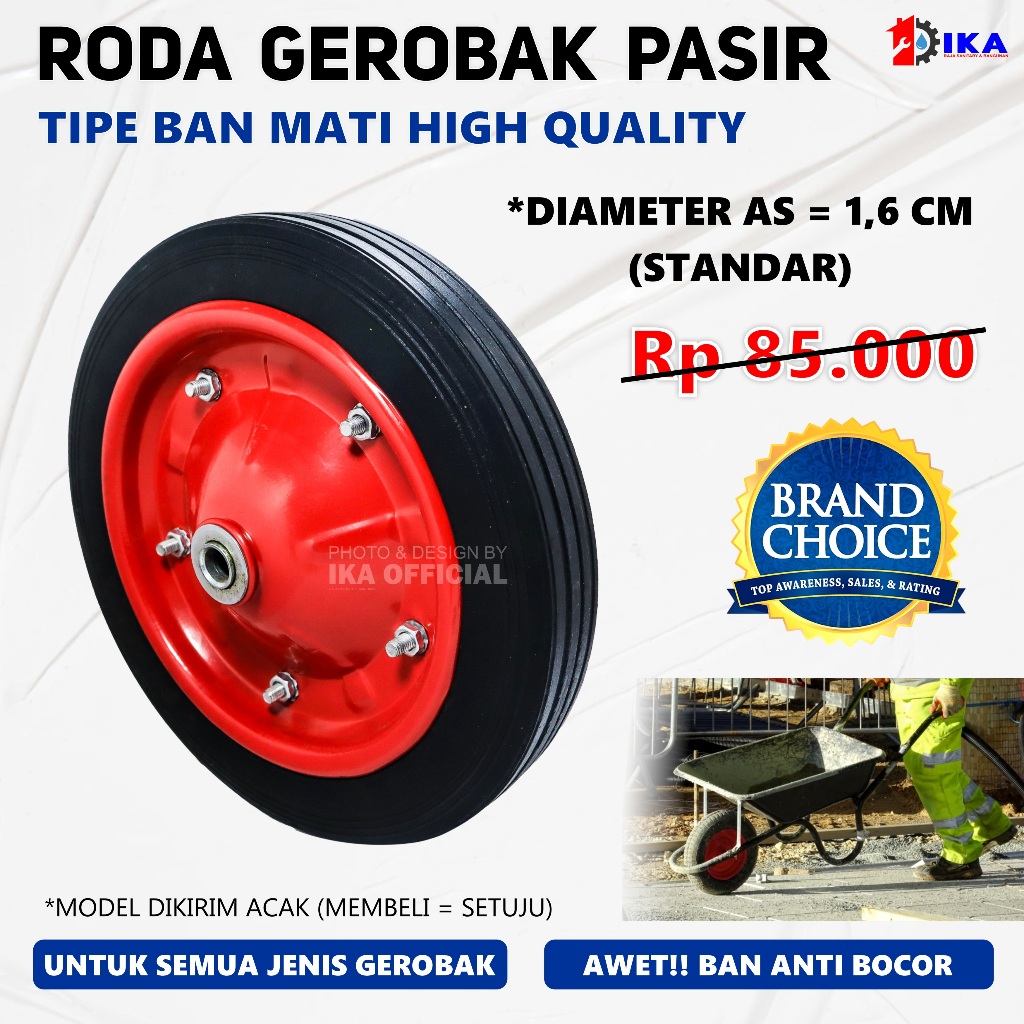 Jual Roda Gerobak Sorong Dorong Pasir Ban Mati PU Karet Model Artco ...