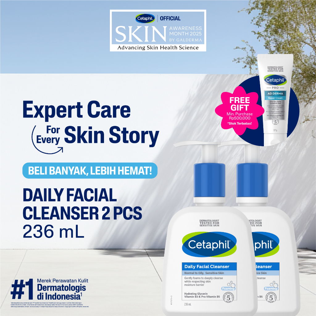 Jual Cetaphil Daily Facial Cleanser 236ml Twin Pack | Shopee Indonesia
