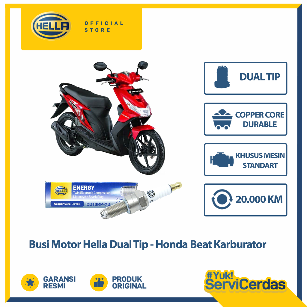 Jual Busi Motor Honda Beat Karburator Hella Dual Tip CD10RP-7D - Busi ...
