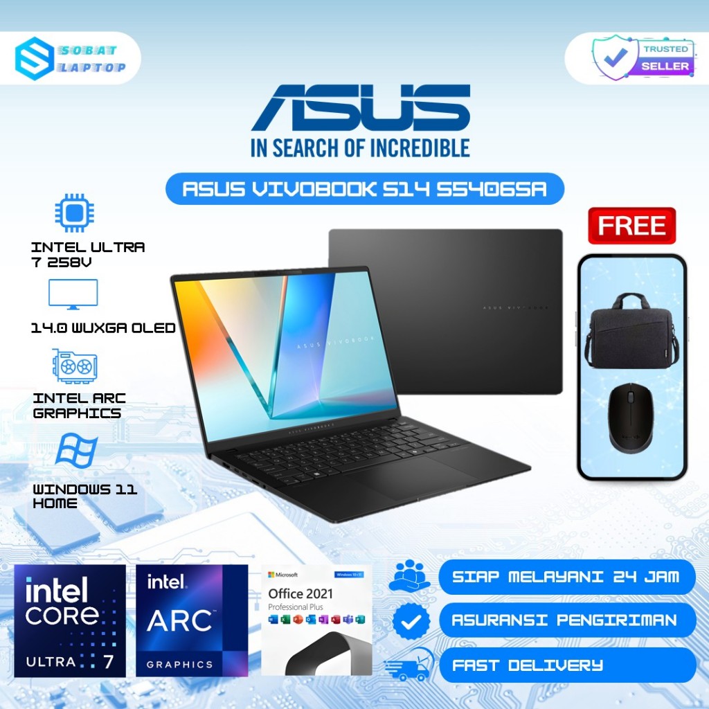 Jual Laptop Slim Asus Vivobook S14 OLED S5406SA Intel Ultra 7 258V Ram ...