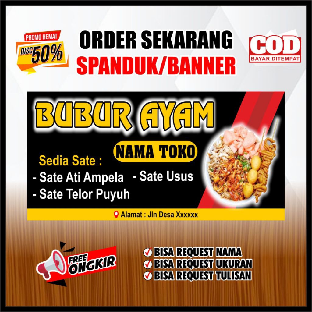 Jual baligo /banner bubur ayam ukuran 100x50 cm | Shopee Indonesia