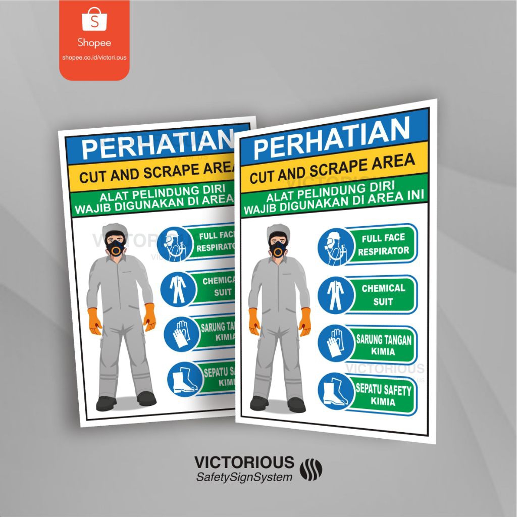 Jual Sticker Safety K3 Wajib APD Cut And Scrape Area | Shopee Indonesia