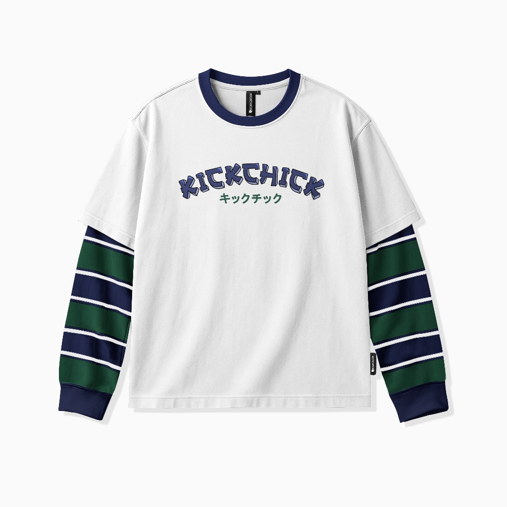 Jual Kickchick Doublesleeve Stripe Chickcation White Navy | Kaos Atasan ...