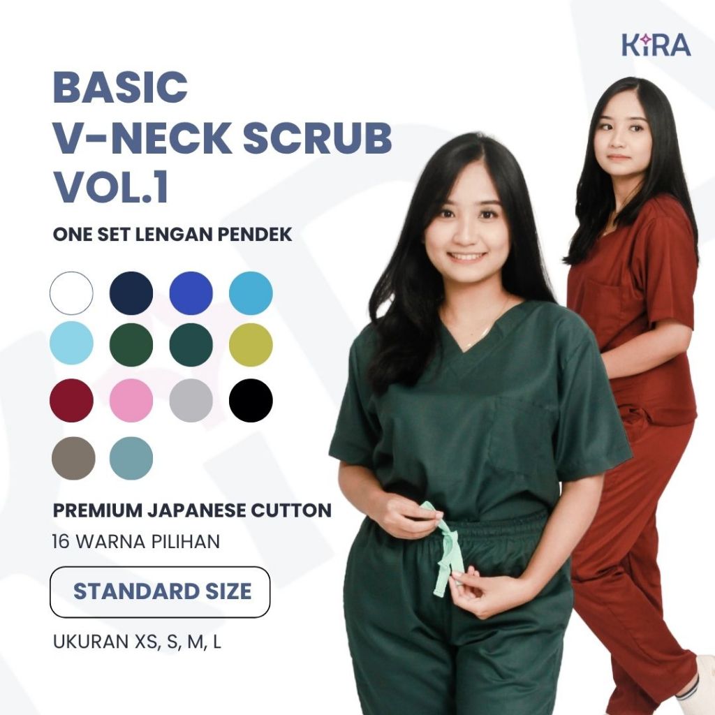 Jual [STANDARD SIZE] One Set Basic V-Neck Scrub/Baju Medis/Setelan ...
