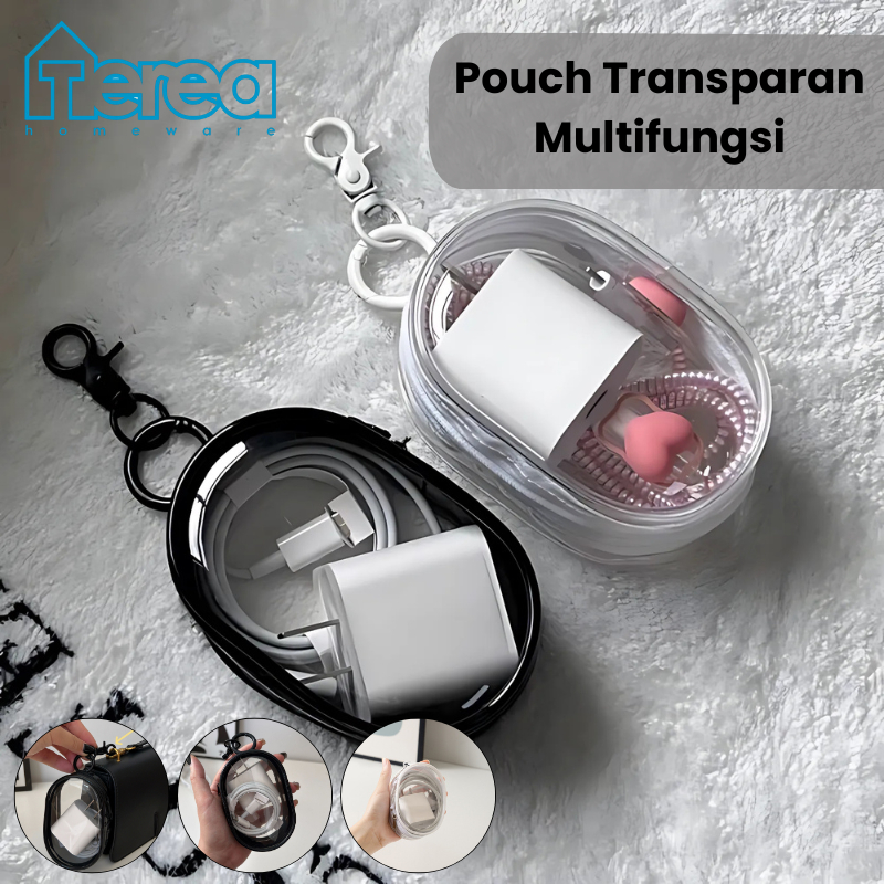 Jual TEREA Pouch Transparan Keychain Charger Headset Kabel Data Boneka ...