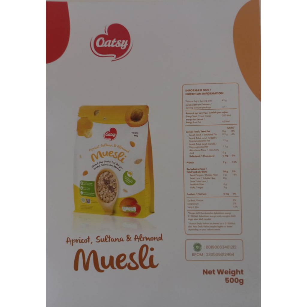Jual OATSY Muesli Apricot Sultana dan Almond 500g | Shopee Indonesia