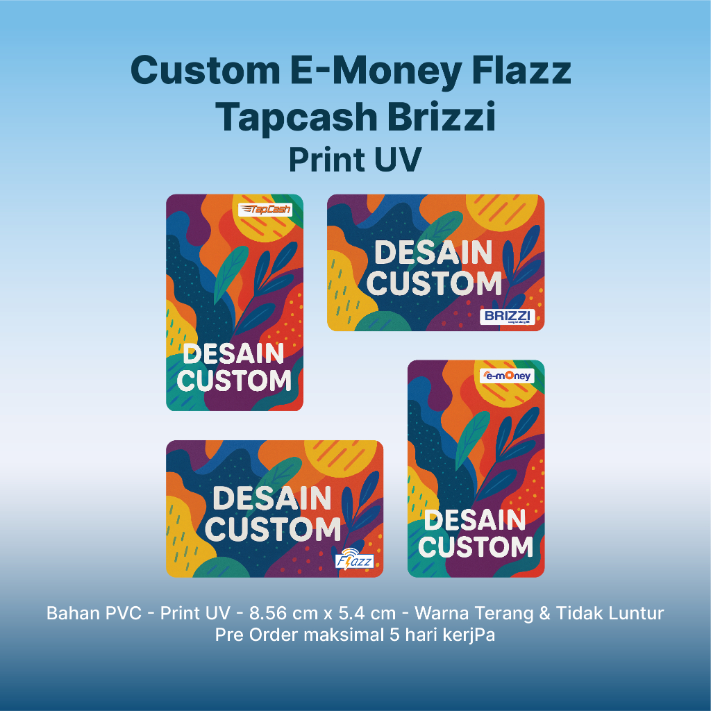 Jual Cetak E-Toll Custom E-Money Emoney Mandiri Flazz BCA Gen 2 TapCash ...