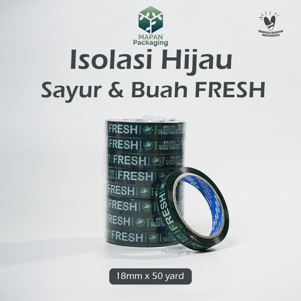 Jual Isolasi Hijau Sayur & Buah FRESH Fruits & Vegetables 18mm x 50 ...