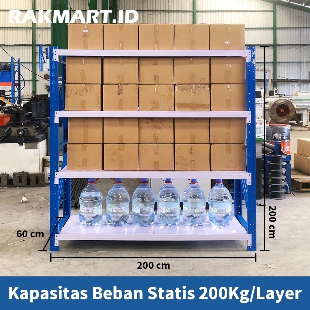 Jual Termurah Rak Gudang 200cm 4 Susun x 200kg (800kg) Rack besi Light ...