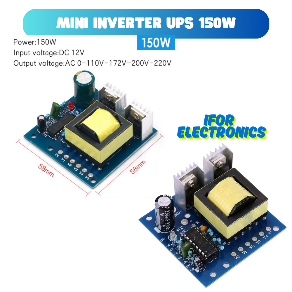 Jual MODUL INVERTER DC 12V KE AC 110/220V 150W FREKUENSI TINGGI MINI ...