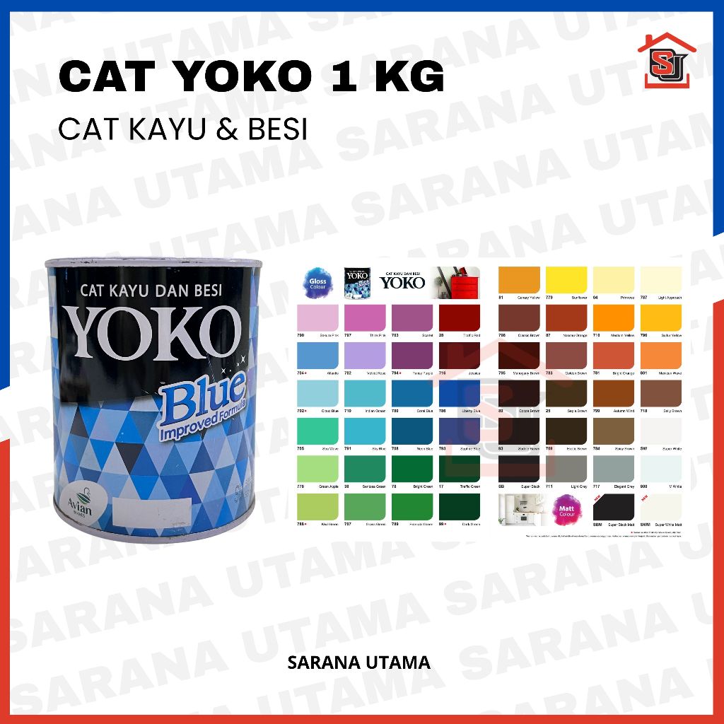 Jual YOKO Cat Kayu dan Besi Blue Improved Formula 1 KG | Shopee Indonesia