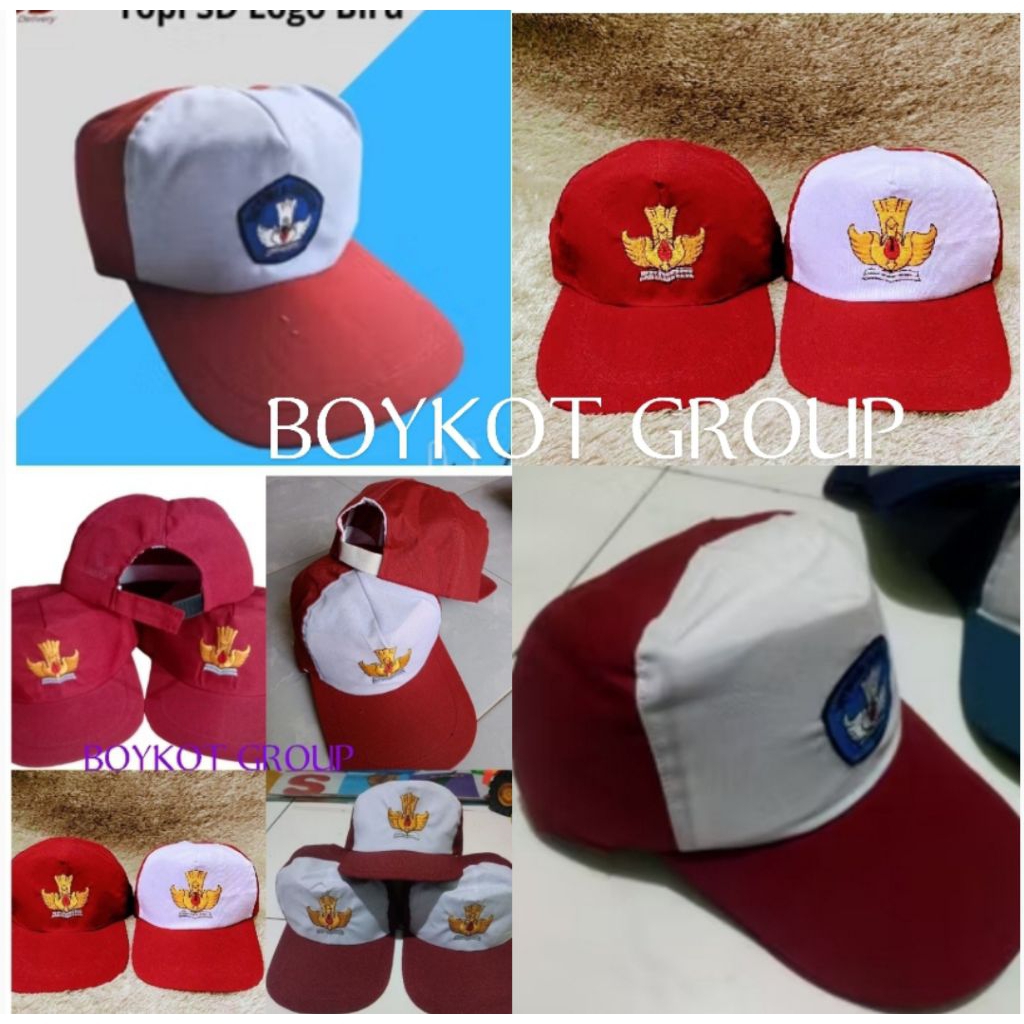 Jual Topi seragam SD 10/20 biji topi sekolah full merah / merah putih ...