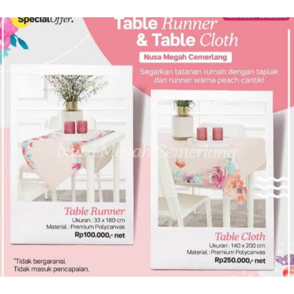 Jual Paket Taplak Meja Magnolia Ori Tupperware ( Table Runner + Table ...