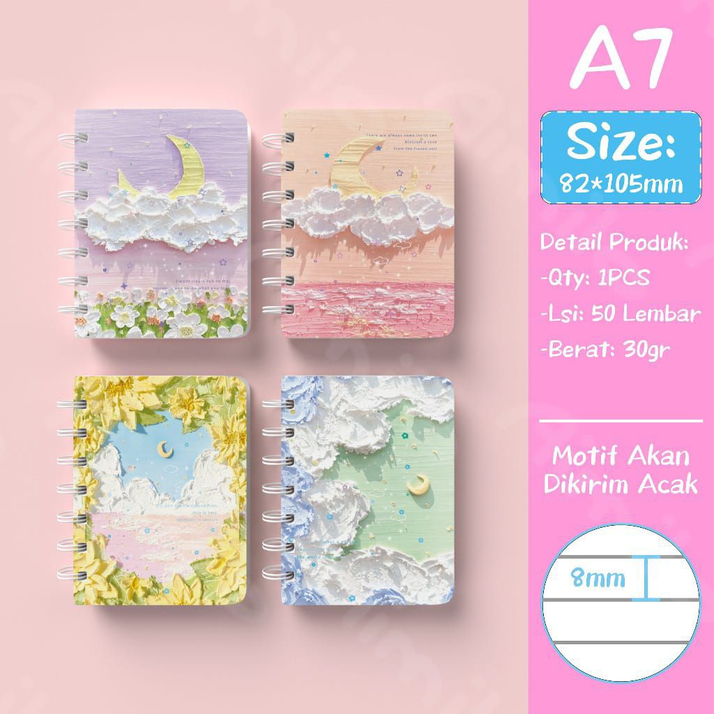 Jual ( Beerrysaa ) A7 MINI BOOK / NOTEBOOK Isi 50 lembar ukuran A7 ...