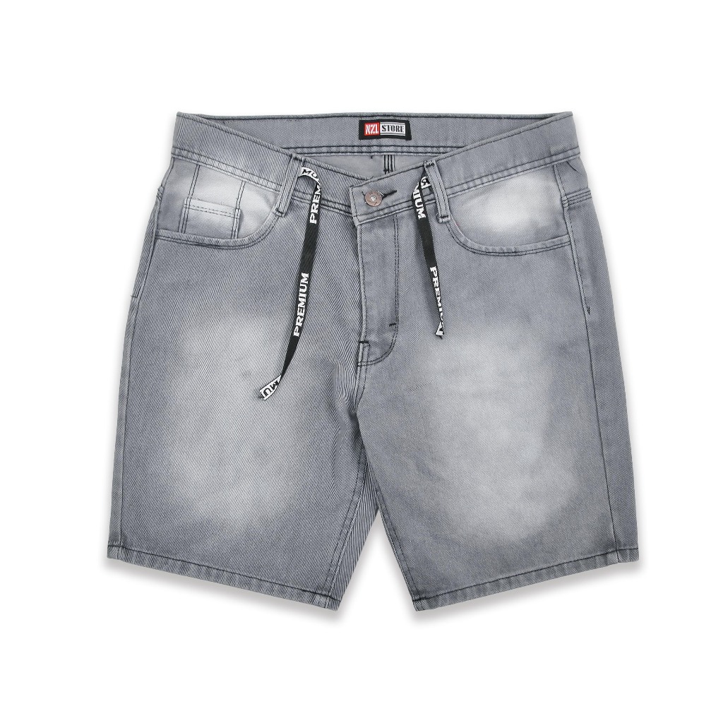 Jual NZL - Celana Jeans Pendek Polos Pria Abu Grey Wash | Shopee Indonesia