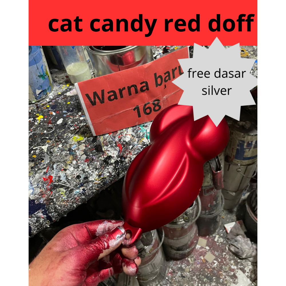 Jual cat red candytone doff pu 500ml/cat merah candy doff bahan pu free ...