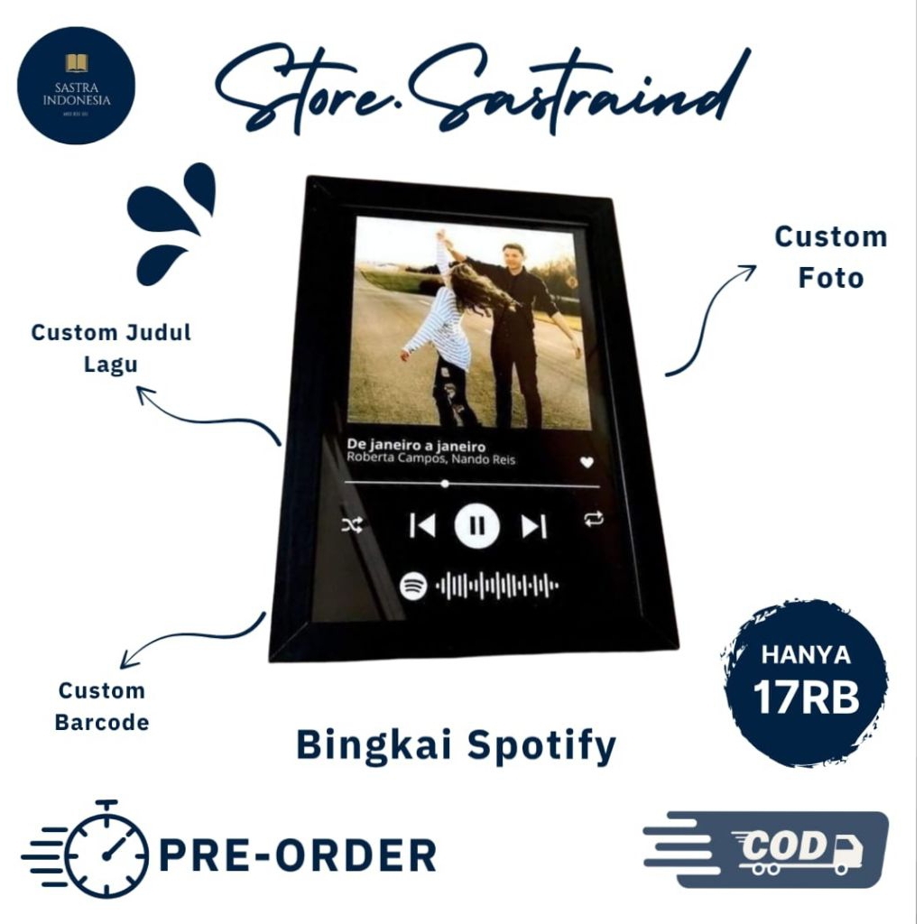 Jual Cetak Foto Custom + Bingkai 4R Spotify Couple, Hadiah Ulang Tahun, Frame Aesthetic Terbaru ...
