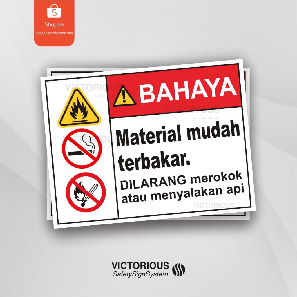 Jual Sticker Safety K3 Bahaya Material Mudah Terbakar | Dilarang ...