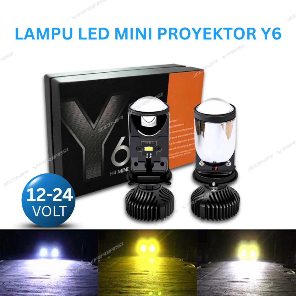 Jual Lampu LED Mobil dan Motor Mini Projie H4 Y6 Mini Projector 50 Watt ...