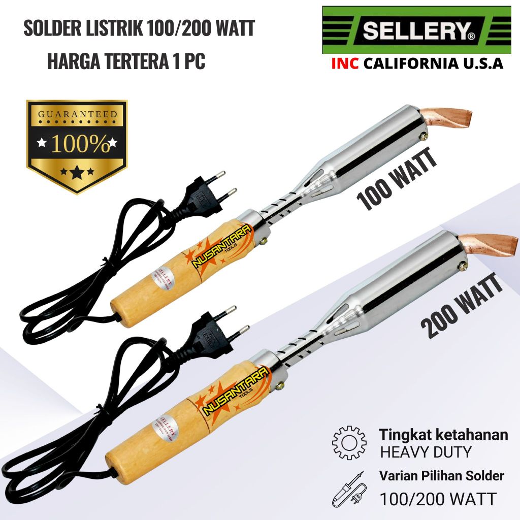 Jual Solder Listrik Watt Besar Gagang Kayu 100W / 200W Solder Patri ...