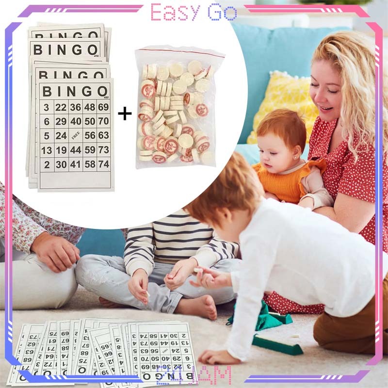 Jual Game Bingo 40 Buah Bingo Card Kartu Bingo Dengan 75pcs Catur Kayu ...