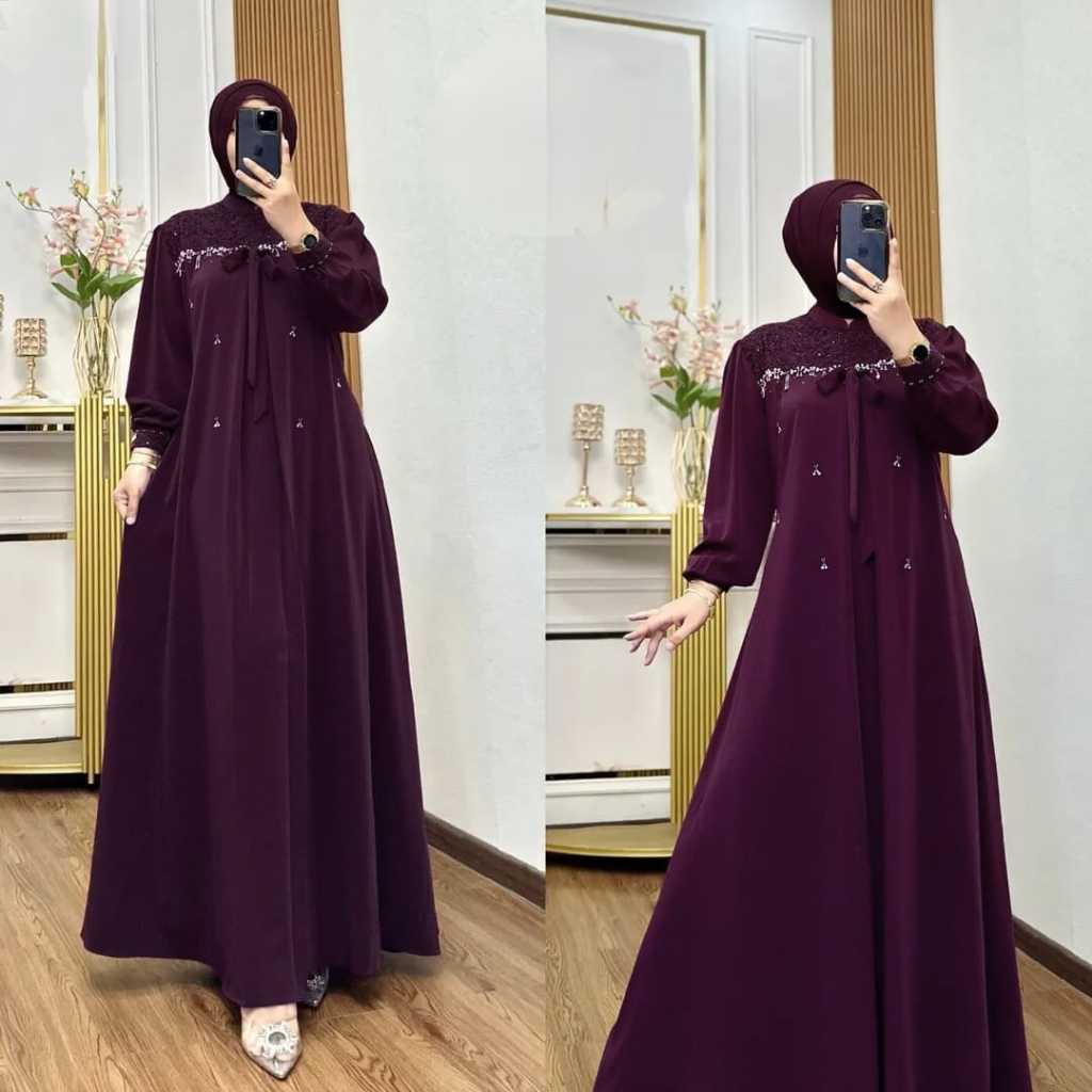 Jual Gamis Ungu Merah Hijau Dress Wanita Kondangan Terbaru 2025 Bahan ...