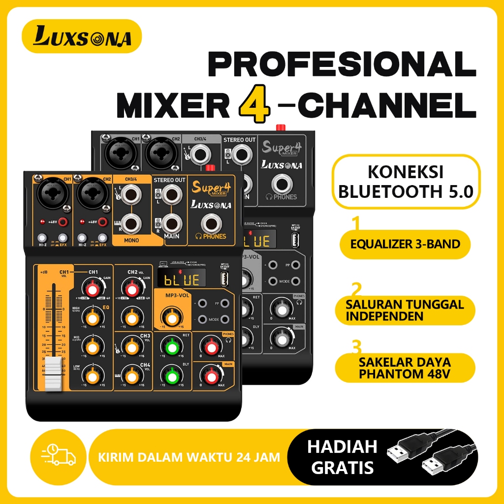 Jual 4 saluran mixer profesional/mixer audiomini/didukung USB/Bluetooth ...