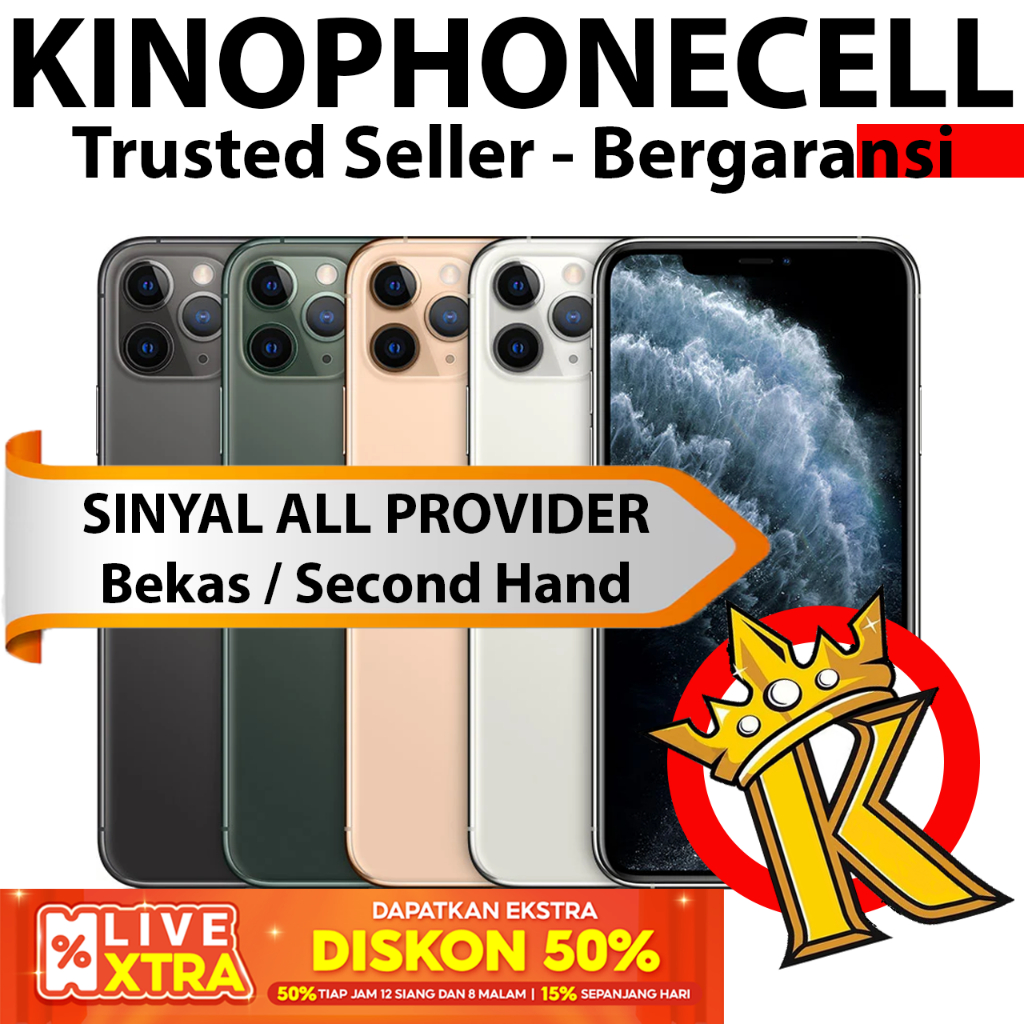 Jual IP 11 PRO & 11 PROMAX Second inter Normal Pro Max 64GB 256GB 512GB Bekas kinophonecell ...