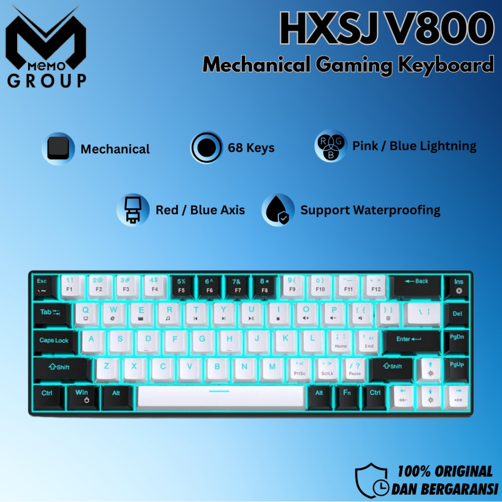 Jual HXSJ V800 Red Axis Blue Axis 68 Key Wired Mechanical Gaming ...