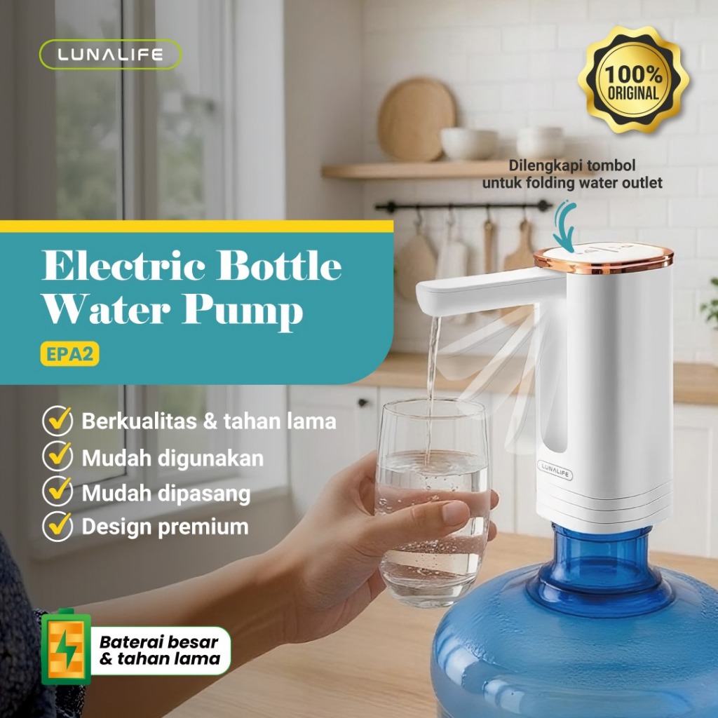 Jual LUNALIFE Pompa Air Galon Elektrik Lipat Baterai Besar 1200mAh ...