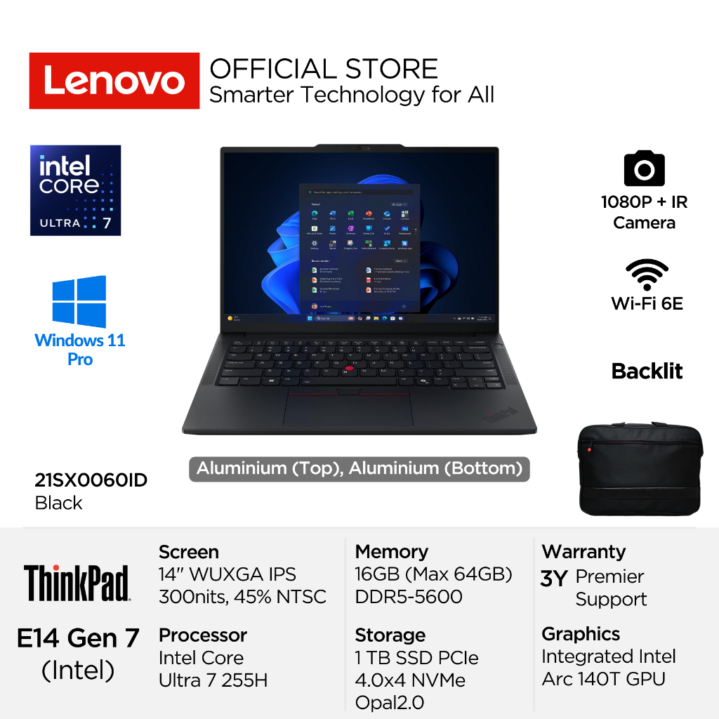 Jual Lenovo ThinkPad E14 Gen 7 60ID Intel Core Ultra 7 255H Win11 Pro ...