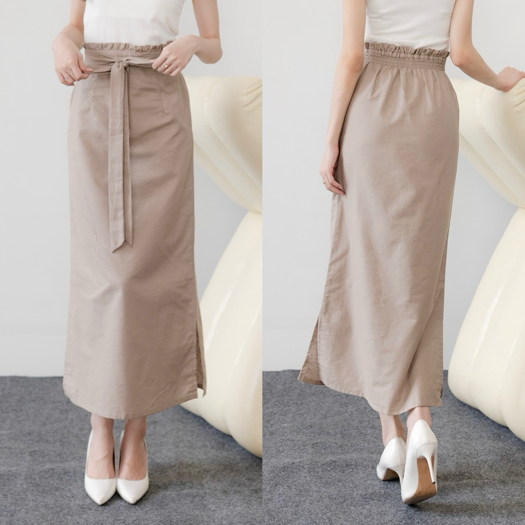 Jual EVA SKIRT BY MARIÉE | Linen Skirt | Rok Linen | Semi Span | Rok ...