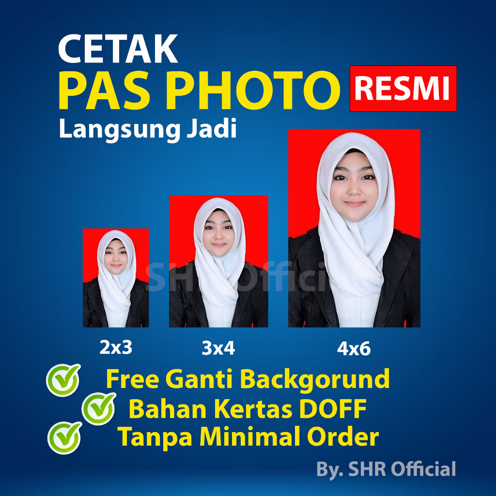 Jual Cetak pas Foto/Photo/Poto ukuran 2x3 3x4 4x6 untuk ijazah, lamaran kerja menggunakan kertas ...