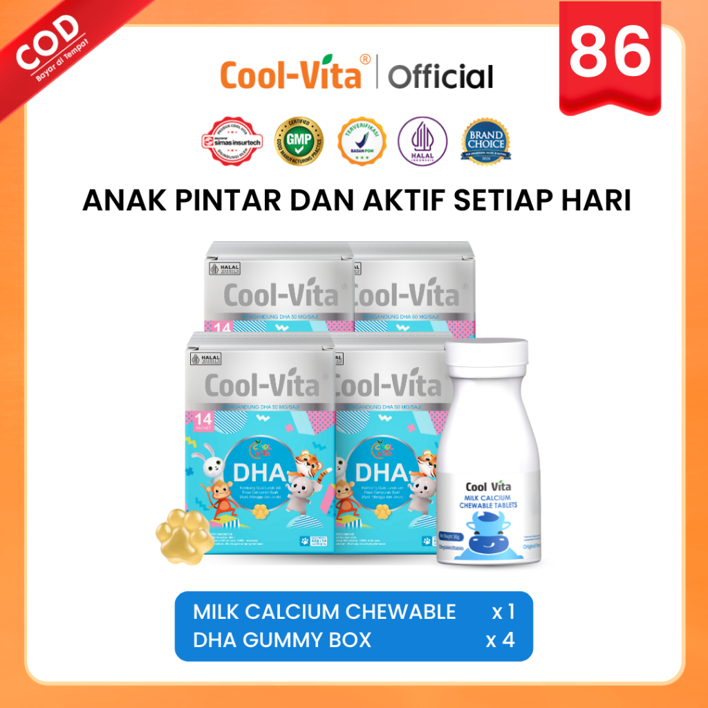 Jual Coolvita 4 Box DHA Gummy + 1 Botol Chewable Calcium Suplemen ...