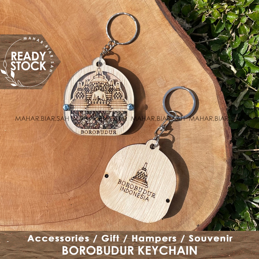 Jual RS CANDI BOROBUDUR DOME Keychain / Gantungan Kunci Kayu & bunga ...