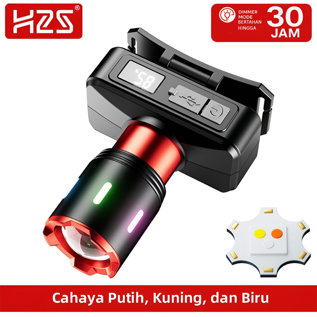 Jual H2S Senter Kepala 3 Cahaya LED Laser 60w 3Light Pro | Shopee Indonesia