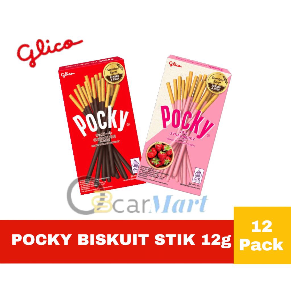 Jual POCKY biskuit stik isi 12 pack rasa cokelat stroberi 12g | Shopee ...