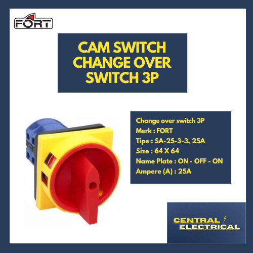 Jual FORT Cam Switch Change Over Switch 3P 25A merk FORT tipe SA-25-3-3 ...