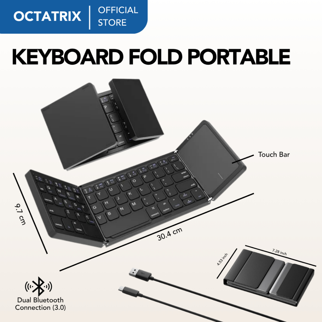 Jual Foldable Wireless bluetooth Keyboard 3 Layers with Touchpad ...