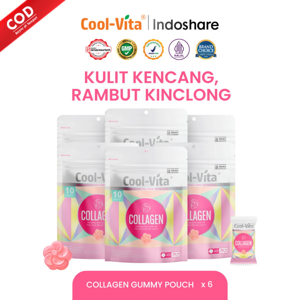 Jual Coolvita Bundling 5/6 Pouch Collagen gummy |1 Box Collagen Gummy + 60 Tablet Coolvita ...