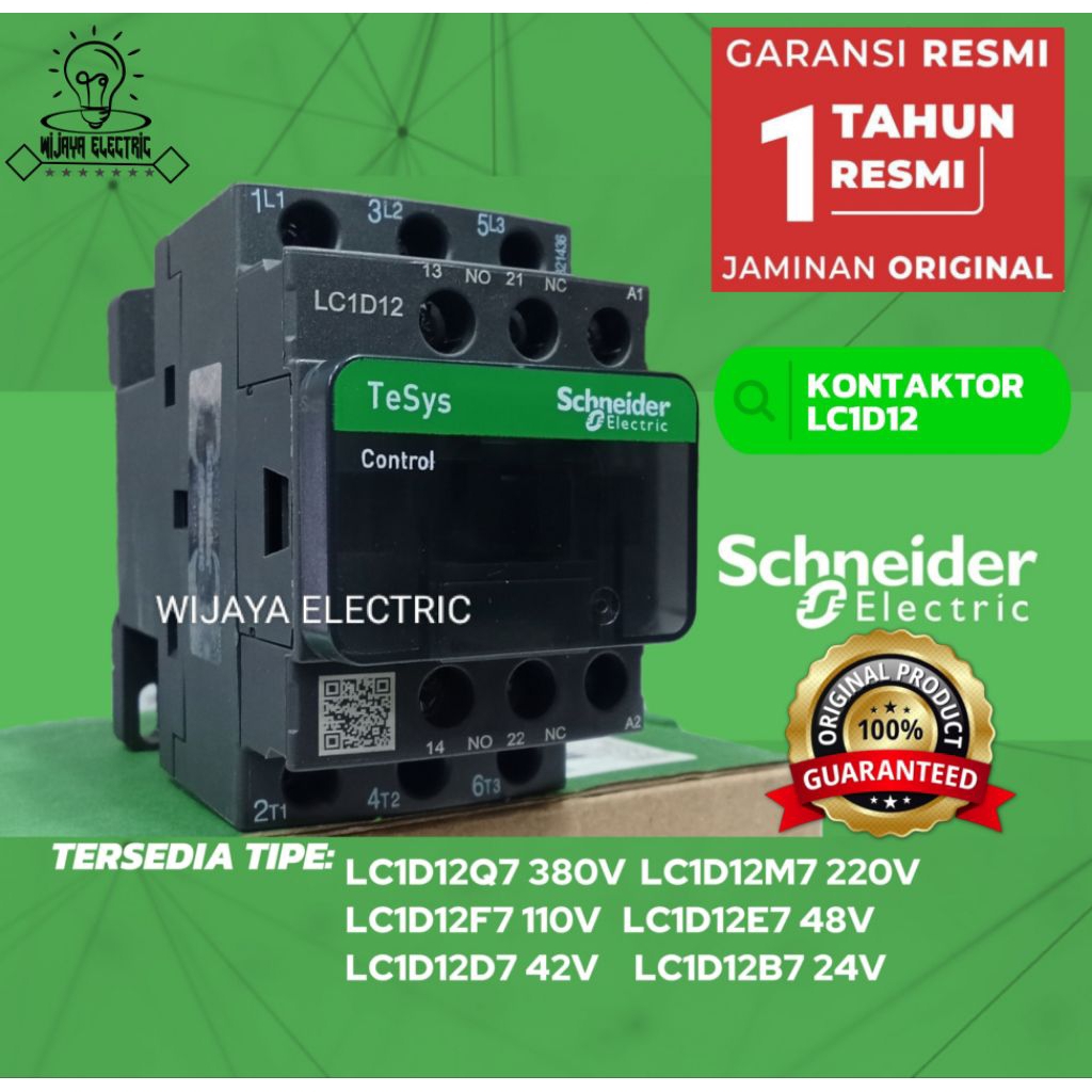 Jual kontaktor contactor Schneiderrr LC1D12Q7 380V/LC1D12M7 220V/LC1D12F7 110V/LC1D12E7 48V ...