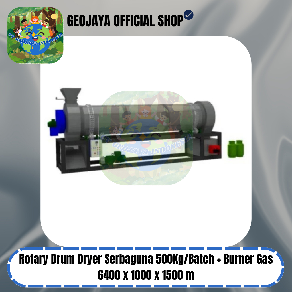 Jual Rotary Drum Dryer Serbaguna 500Kg/Batch + Burner Gas - 6400 x 1000 ...