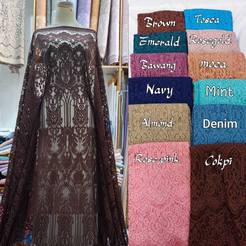 Jual KAIN BROKAT SEMI FRANCIS BAHAN KEBAYA MODEREN BRUKAT MURAH BROKAT ...