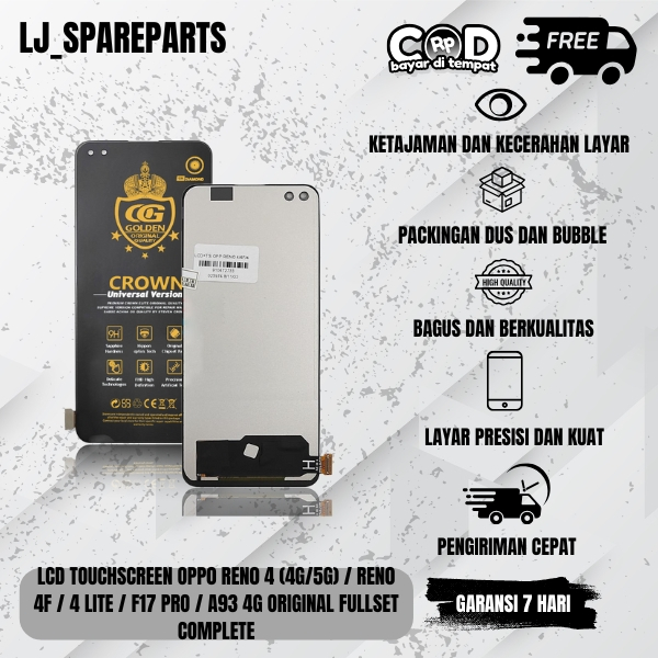 Jual LCD TOUCHSCREEN OP REN0 4 (4G/5G) / REN0 4F / 4 LITE / F17 PRO / A93 4G ORIGINAL FULLSET ...
