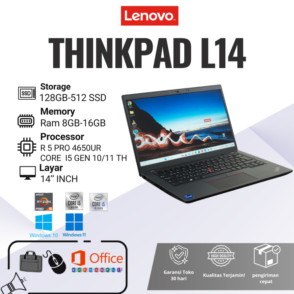 Jual Lenovo ThinkPad L14 G1 AMD Ryzen 5 Pro 4650U RAM 16GB&512GB | L14 G1 Core i5 Gen10 8GB ...