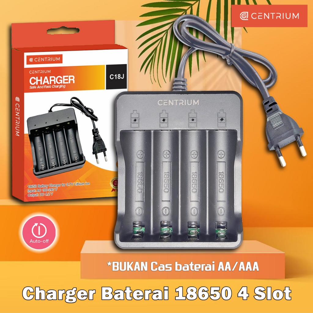 Jual Centrium Charger Baterai 18650 Auto Cut Off 4 Slot Cas Casan Batre ...