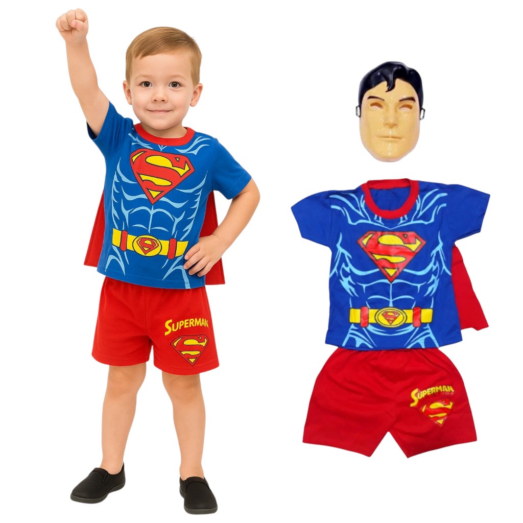 Jual Setelan Baju Kostum Anak Laki Laki Superhero Superman Sayap Ada ...