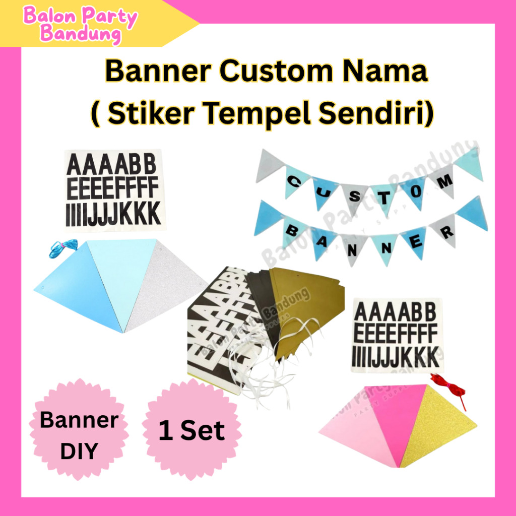 Jual [ 1 SET ] Banner Custom Nama Dengan Stiker Huruf Tempel Sendiri ...